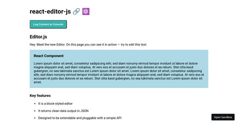 Editorjs React Editor Js Example With Custom React Block Template