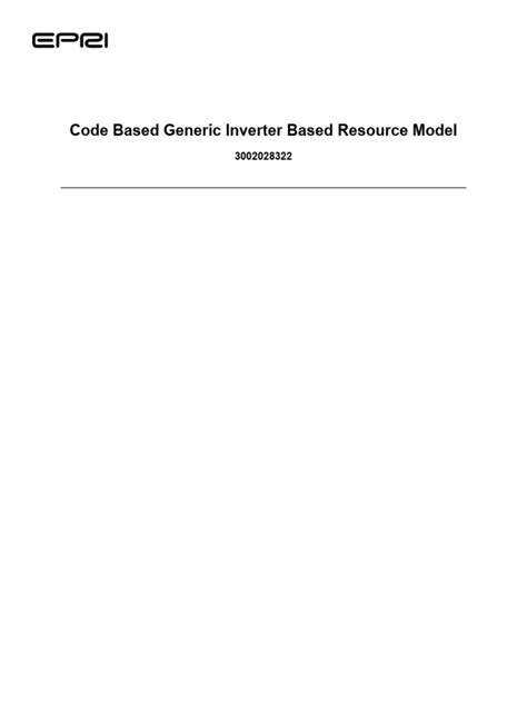 Code Based Generic Inverter Based Resource Model Pdf Parameter Computer Programming