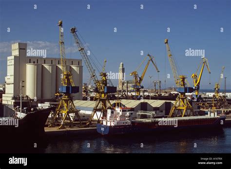 Ships And Cranes In The Port Of Casablanca Morocco Northern Africa