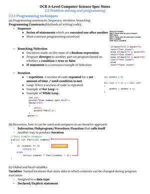 OCR A Level Computer Science Spec Notes 1 2 Summarized OCR A Level Computer Science Spec Notes