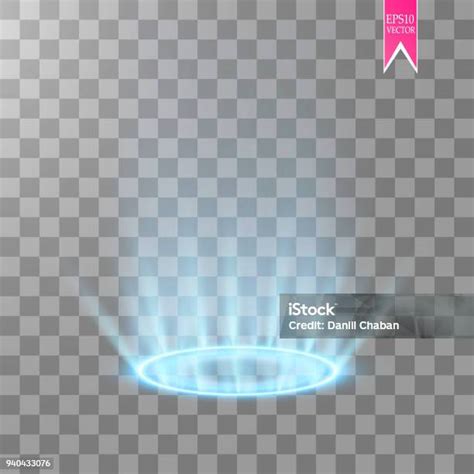 환상의 마술 포털입니다 미래 텔레포트입니다 빛 효과입니다 밤 장면 및 투명 한 배경에서 스파크의 조명 광선 연단의 빈 조명 효과 기원에 대한 스톡 벡터 아트 및 기타 이미지