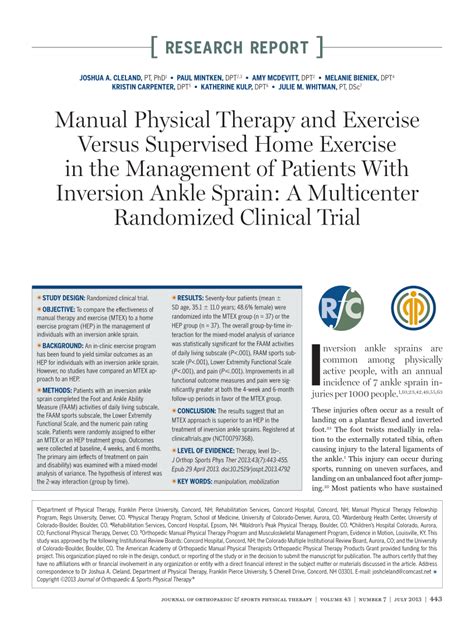 Pdf Manual Physical Therapy And Exercise Versus Supervised Home
