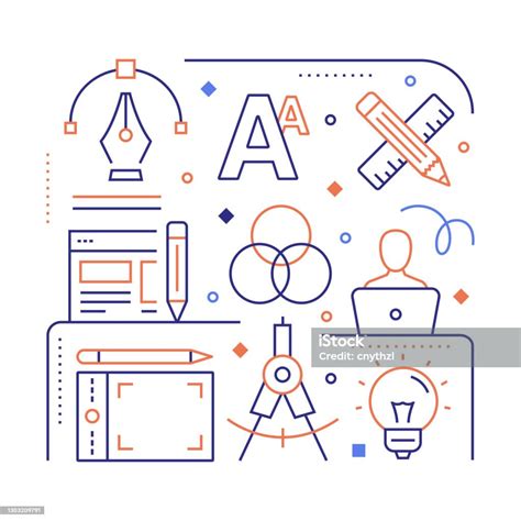 웹 배너 웹 사이트 헤더 브로셔 연례 보고서 등에 대한 디자인 및 창의성 관련 현대 선형 디자인 벡터 일러스트레이션 0명에 대한 스톡 벡터 아트 및 기타 이미지 Istock