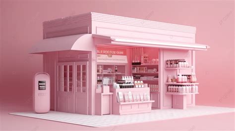 파스텔 핑크 3d 렌더링의 작은 시장 레스토랑 건물 가게 집 점포 건물 배경 일러스트 및 사진 무료 다운로드 Pngtree