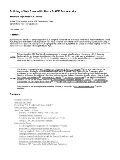 building a web store with struts and adf frameworks download free pdf