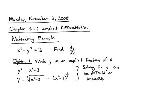 Handwritten Notes On Implicit Differentiation Solved Examples Math
