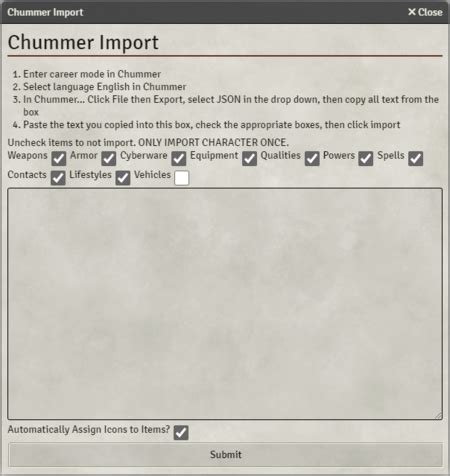 Chummer Character Importer SR5 Foundry VTT System Wiki