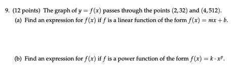 solved 12 ﻿points ﻿the graph of y f x ﻿passes through the