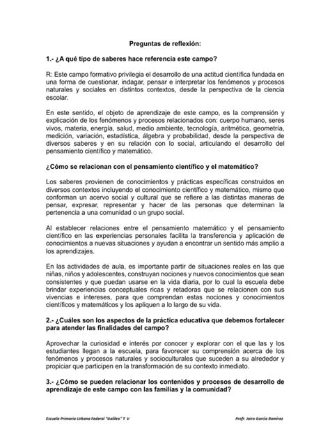 Preguntas De Reflexión Pdf
