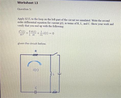 Solved Apply KVL To The Loop On The Left Part Of The Circuit Chegg