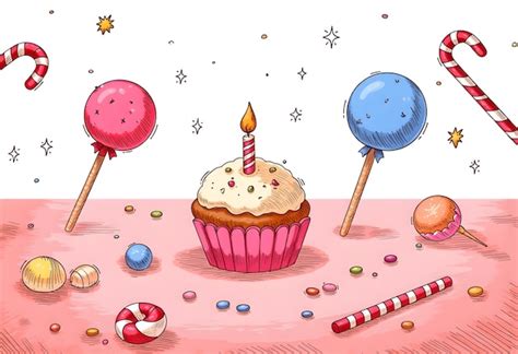 생일 축하 일러스트레이션 Ai 생성 이미지