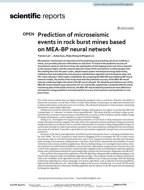 Pdf Prediction Of Microseismic Events In Rock Burst Mines Based On