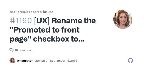Ux Rename The Promoted To Front Page Checkbox To Promoted · Issue 1190 · Backdrop