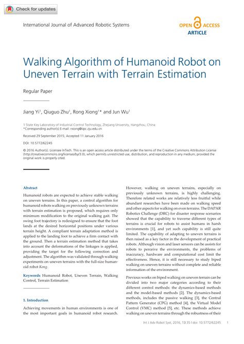 pdf walking algorithm of humanoid robot on uneven terrain with