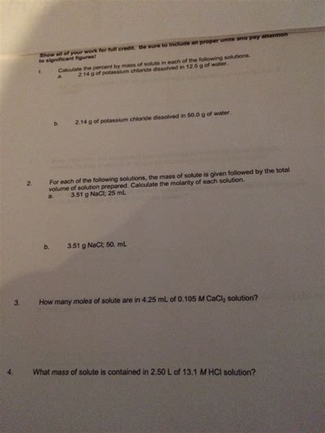 Solved Calculate The Percent By Mass Of Solute In Each Of