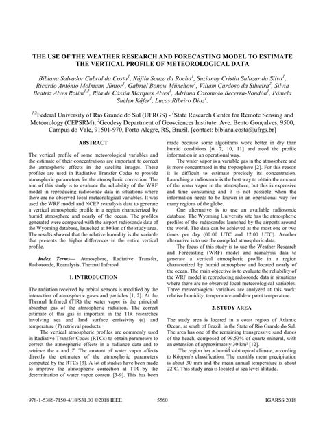 Pdf The Use Of The Weather Research And Forecasting Model To Estimate