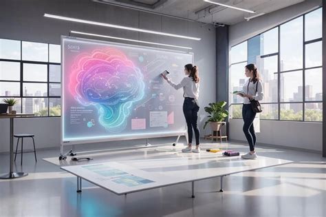 Premium Ai Image Holographic Whiteboard Brainstorms 3d Idea Visualization