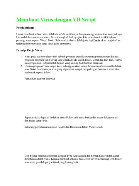 Membuat Virus Dengan Vb Script Pdf Game And Aktivitas Komputer