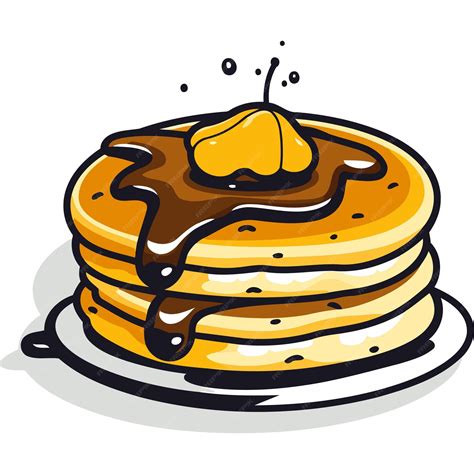 Delicious Cartoon Pancakes With Chocolate Syrup And A Pat Of Butter