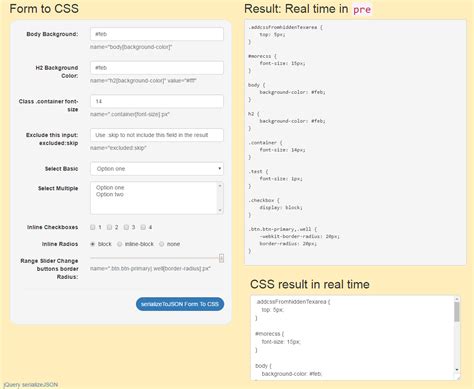 GitHub Onigetoc FormToCSS Form To CSS JQuery Plugin Form To CSS Generator Create CSS From