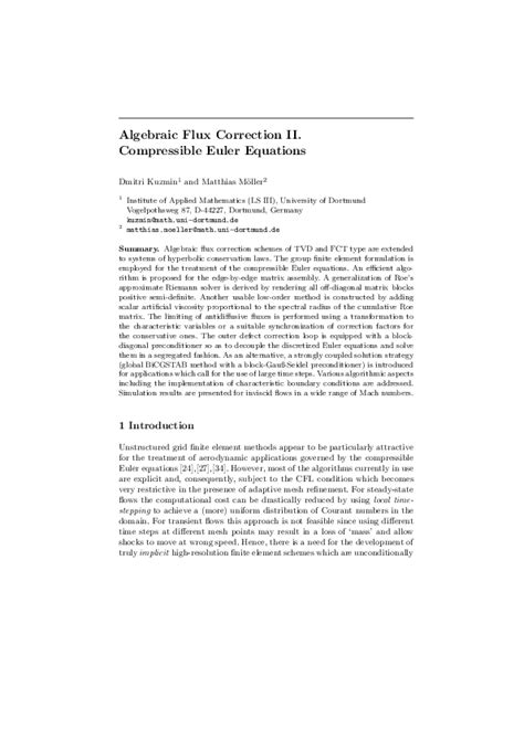 Pdf Algebraic Flux Correction Ii Compressible Euler Equations