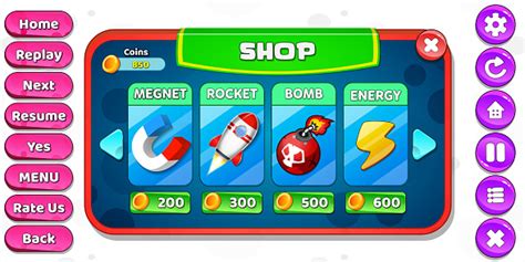 모바일 및 Pc 게임을위한 캐주얼 키즈 게임 Ui 세트 그래픽 사용자 인터페이스에 대한 스톡 벡터 아트 및 기타 이미지 그래픽 사용자 인터페이스 여가활동 게임