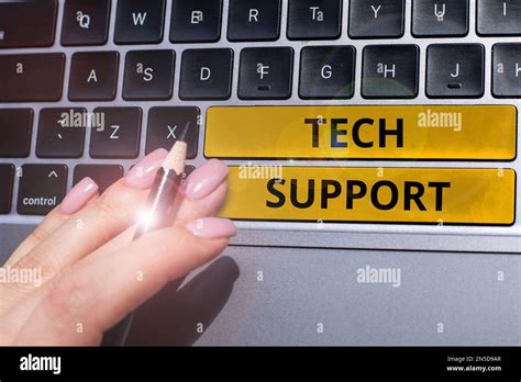 Hand Writing Sign Tech Support Business Approach Assisting Individuals Who Are Having Technical