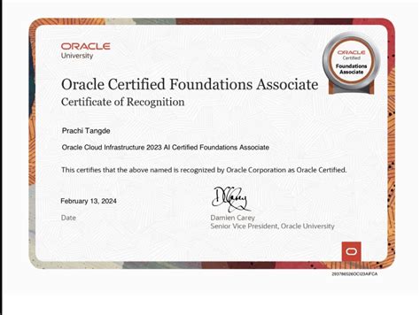 Prachi Tangde On Linkedin Oraclecertified Oracle Oracleuniversity