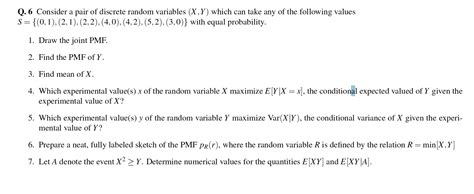 solved consider a pair of discrete random variables x y