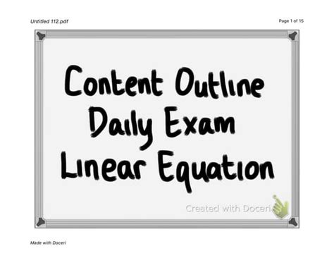Linear Equation Explanation With Questionspdf