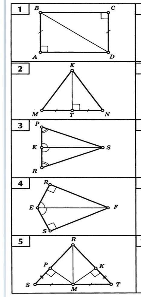 найдите пары равных треугольников и докажите их равенство Школьные