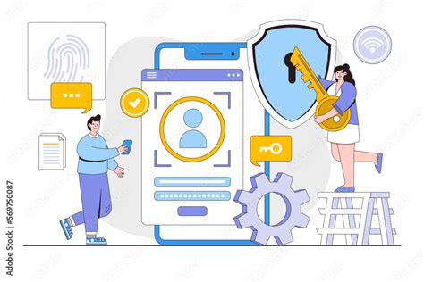 Cyber Security Vector Illustration Concept With Characters Data