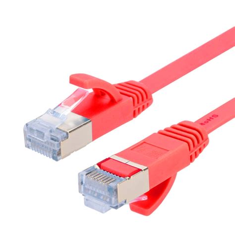 20m 금도금 헤드 Cat7 고속 10gbps 초박형 플랫 이더넷 Rj45 네트워크 Lan 케이블빨간색