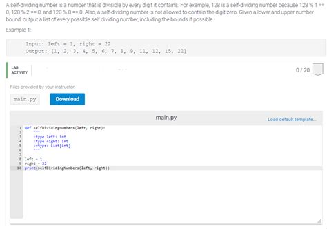Solved A Self Dividing Number Is A Number That Is Divisible Chegg Com