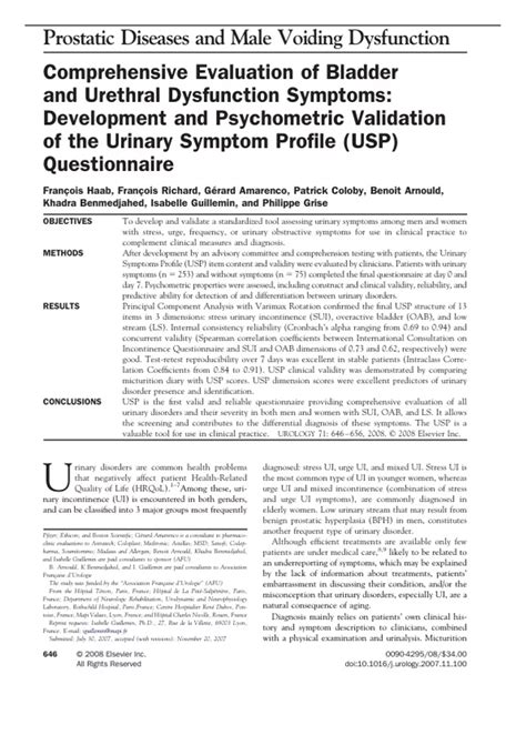 Summary Comprehensive Evaluation Of Bladder And Urethral Dysfunction