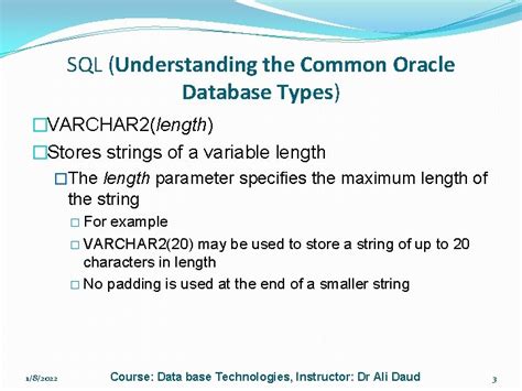 Contents Commonly Used Oracle Data Types Creating Table
