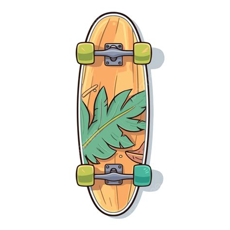 나뭇잎과 야자수가 있는 스케이트보드 그림 일러스트 벡터 그림 일러스트 벡터 일러스트 롱보드 Png 일러스트 및 벡터 에 대한 무료 다운로드 Pngtree