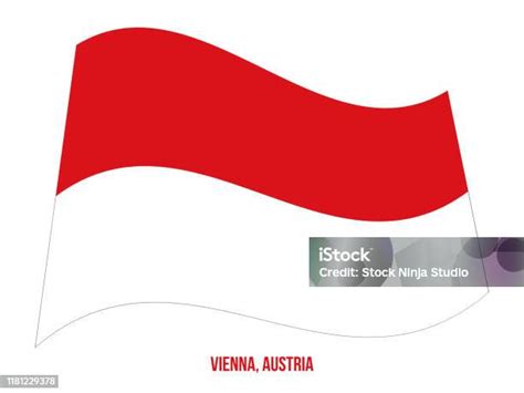 흰색 배경에 비엔나 플래그 물결 치는 벡터 그림입니다 오스트리아의 국가 국기입니다 국가 지리적 지역에 대한 스톡 벡터 아트 및 기타 이미지 국가 지리적 지역 기둥