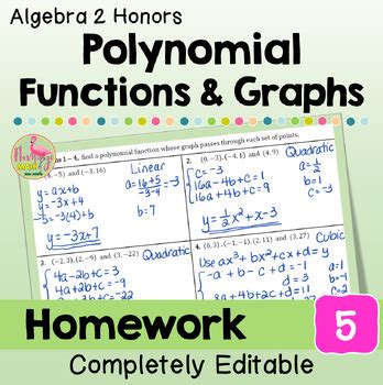 Polynomial Functions Homework Algebra Unit TPT
