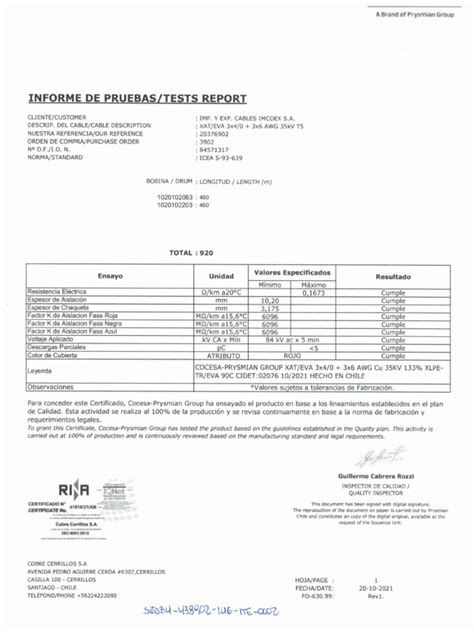 Sgdbn 438902 Ing Ite 0002 Informe De Pruebas Test Report Pdf