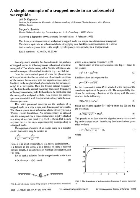 Pdf A Simple Example Of A Trapped Mode In An Unbounded Waveguide