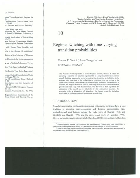 PDF Regime Switching With Time Varying Transition Probabilities