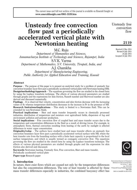 Pdf Unsteady Free Convection Flow Past A Periodically Accelerated