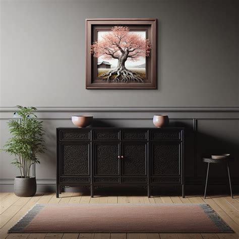 Blossom Tree Wall Art 3d Optical Illusion Sakura Muted Peach Blossoms