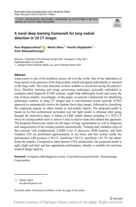 A Novel Deep Learning Framework For Lung Nodule Detection In D CT Images Request PDF
