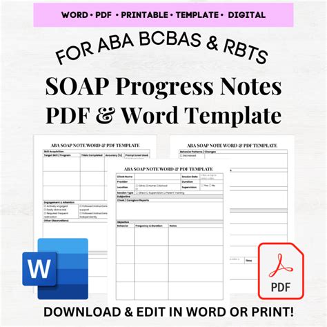 Soap Note Template Rbt Notes Aba Notes Aba Session Note Aba Session