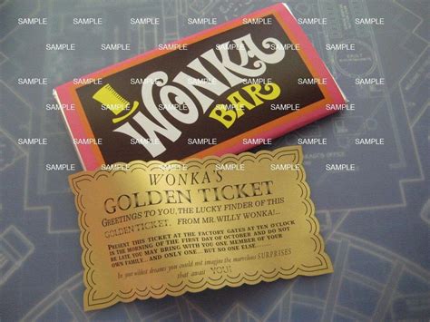 Willy Wonka Wonka Bar And Golden Ticket Replica No Chocolatebar Made