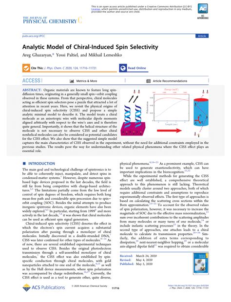 Pdf An Analytic Model Of Chiral Induced Spin Selectivity