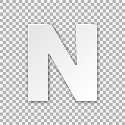 편지 N 벡터 종이 잘라 그림 흑백 체적 글꼴 흰색 배경에 고립 프리미엄 벡터