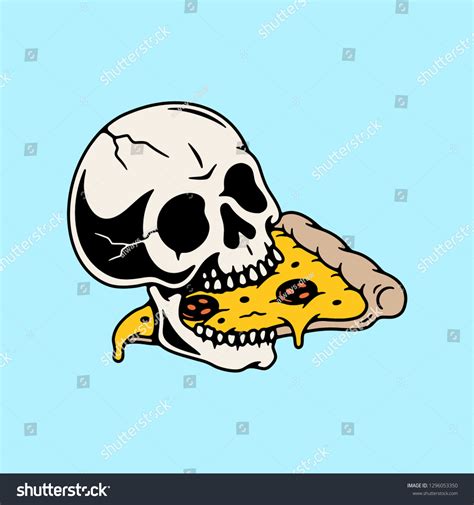 Skull Eating Pizza Slice Stock Illustration 1296053350 Shutterstock
